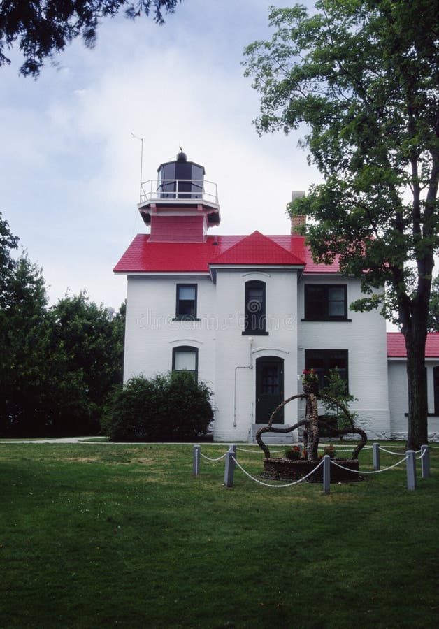 Grand Island East Channel Lighthouse Stock Image - Image of light ...