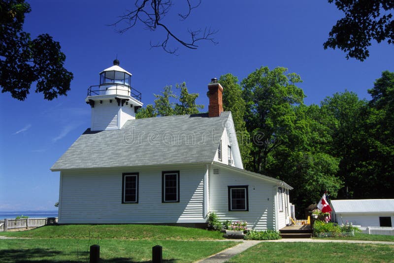 Old Mission Point Lighthouse Stock Photo - Image of traverse, mission ...