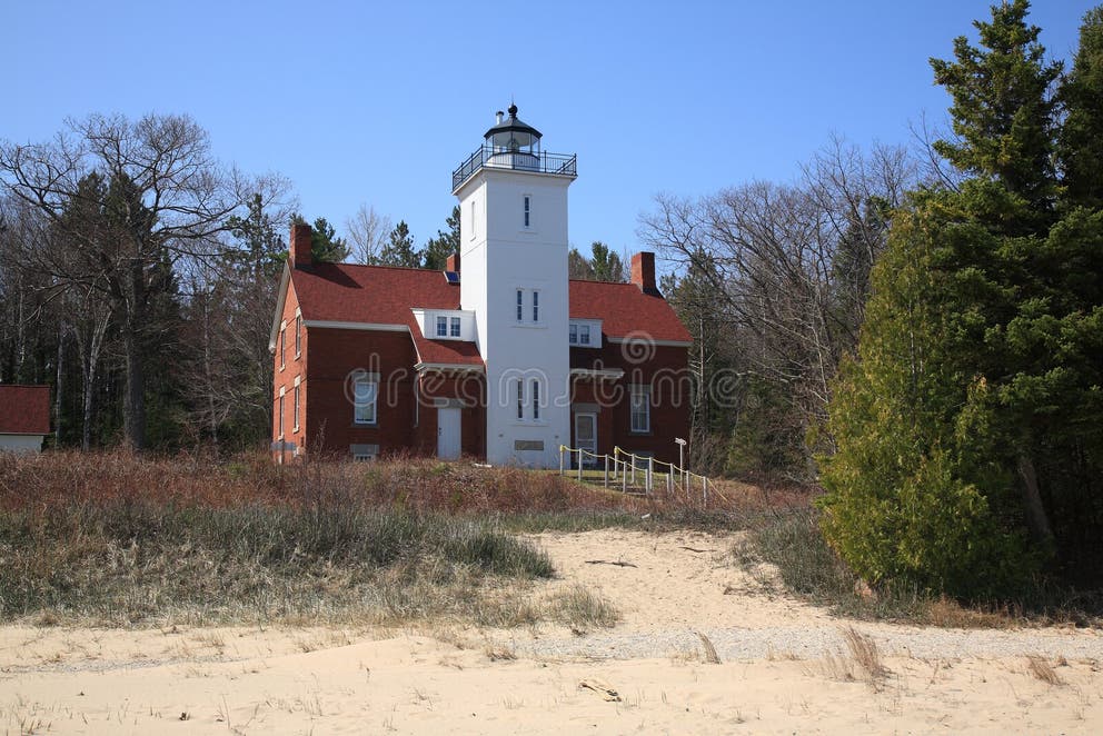 Lighthouse - 40 Mile Point, Michigan Stock Photo - Image of mile ...