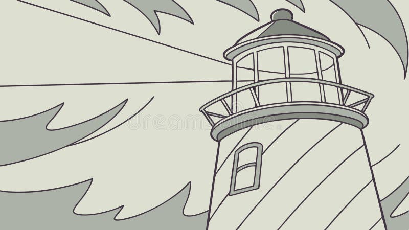 Lighthouse with Abstract Light Rays and Stormy Sky Vector, Vector ...