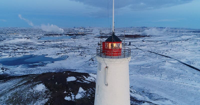 Lighthouse in aerial view stock photo. Image of long - 108955158