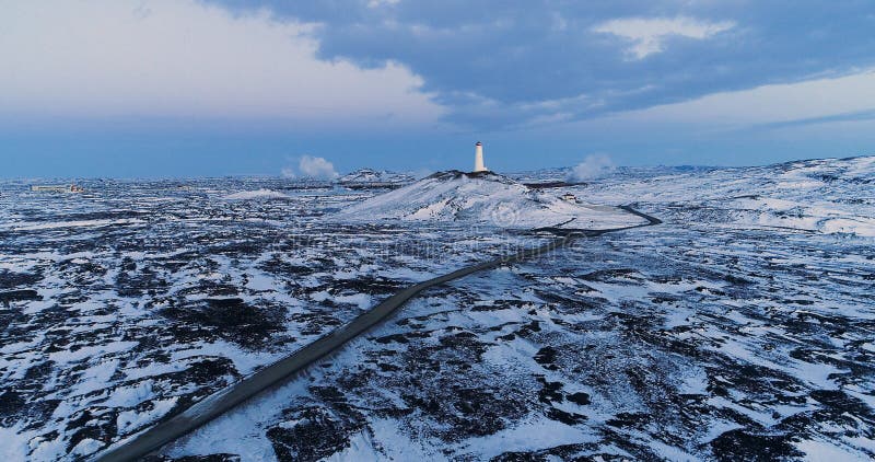 Lighthouse in aerial view stock image. Image of cove - 108955245