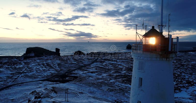 Lighthouse in aerial view stock image. Image of beacon - 108955401