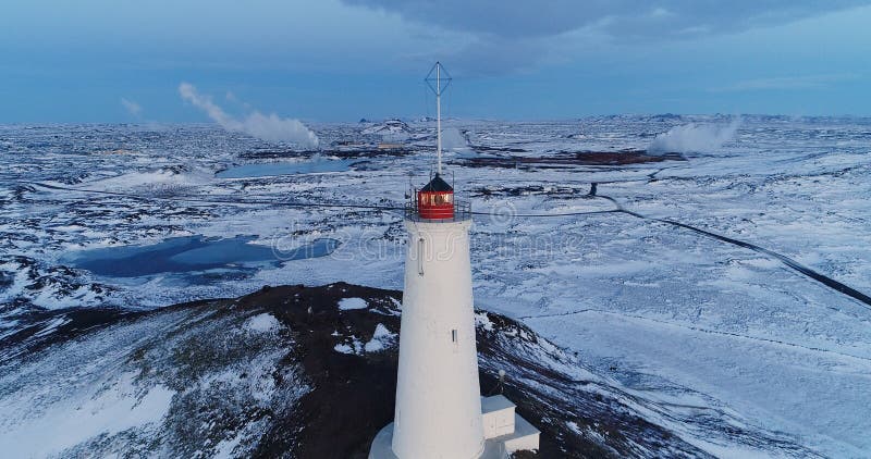 Lighthouse in aerial view stock photo. Image of beach - 109325114