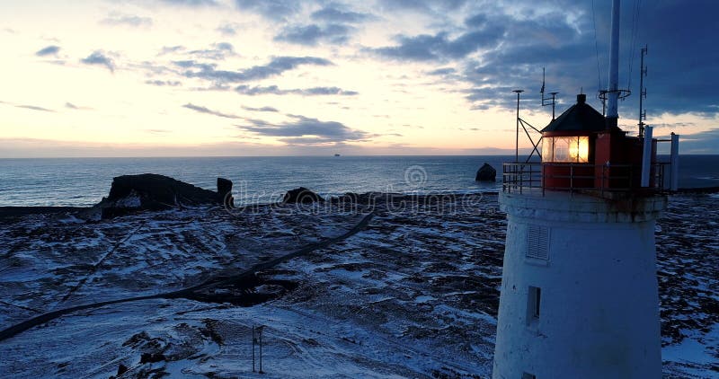 Lighthouse in aerial view stock image. Image of beach - 108955339
