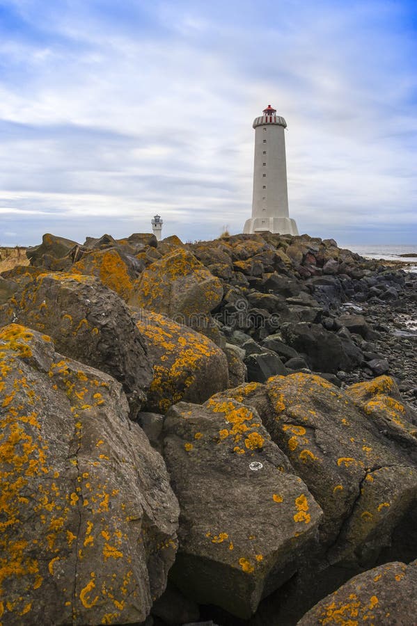 Old Lighthouse, Akranes, Iceland Stock Photo - Image of house, maritime ...