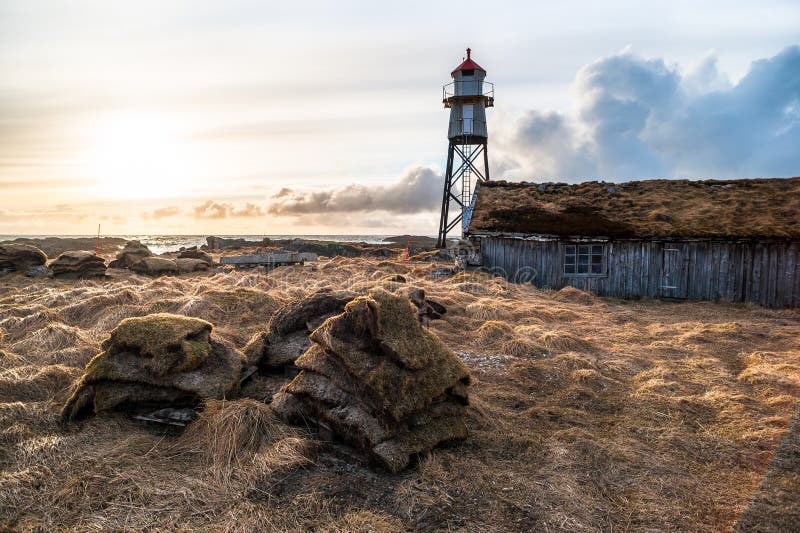 Lighthouse in Andoy stock photo. Image of sunrise, arctic - 40147314