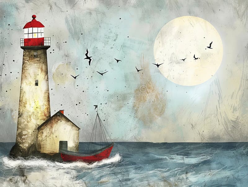 Lighthouse Background Template Poster Illustration Design Stock Vector ...
