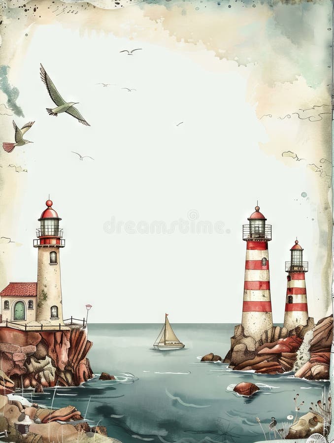 Lighthouse Background Graphic Stock Illustration - Illustration of ...