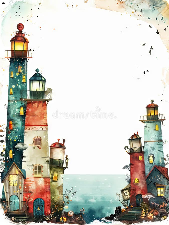 Lighthouse Background Template Poster Illustration Design Stock Vector ...