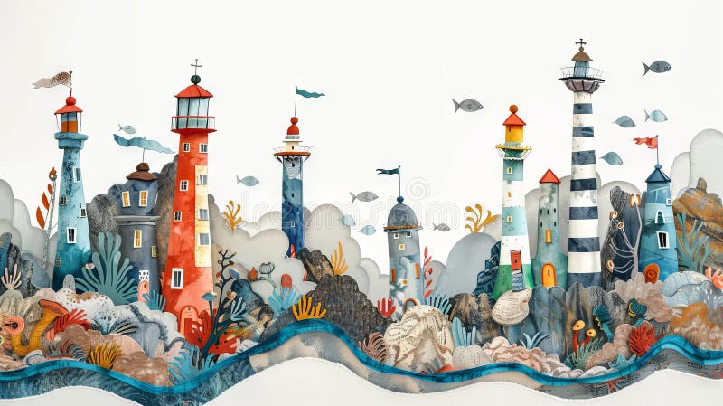 Lighthouse Background Graphic Stock Illustration - Illustration of ...