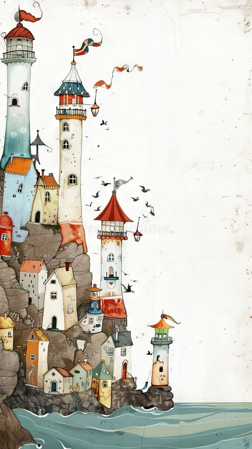 Lighthouse Background Graphic Stock Illustration - Illustration of ...