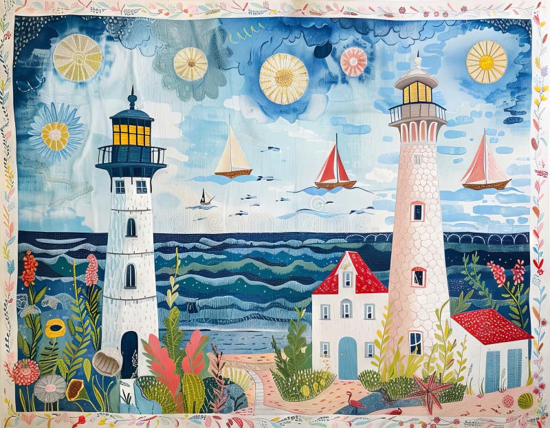 Lighthouse Background Template Poster Illustration Design Stock Vector ...