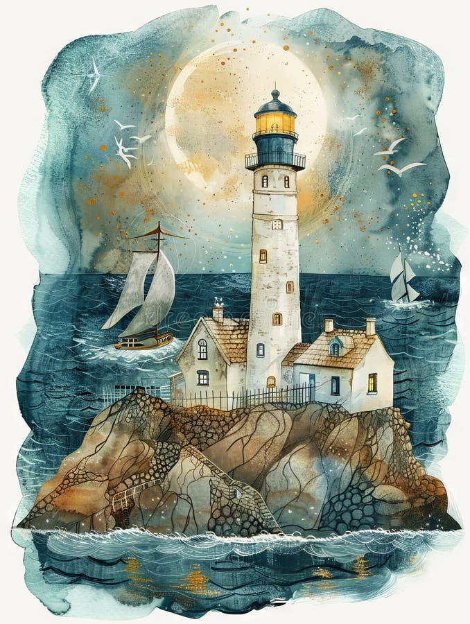 Lighthouse Background Graphic Stock Illustration - Illustration of ...