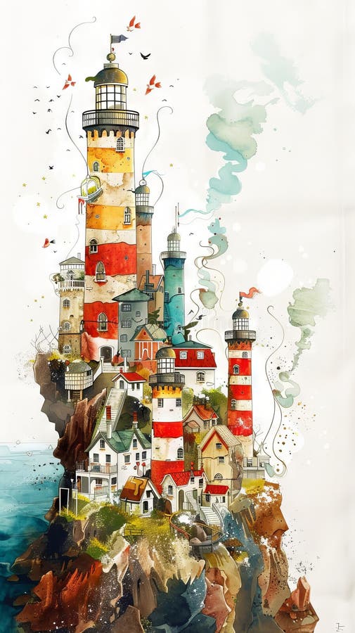 Lighthouse Background Graphic Stock Illustration - Illustration of ...
