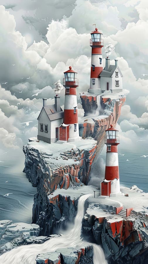 Lighthouse Background Graphic Stock Illustration - Illustration of ...