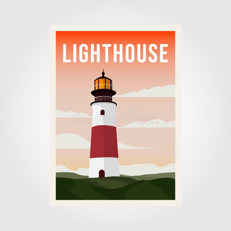 Lighthouse Background Template Poster Illustration Design Stock Vector ...