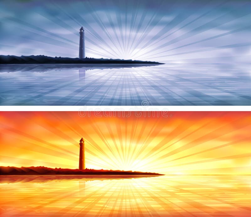 Lighthouse banners stock vector. Illustration of banner - 15024054