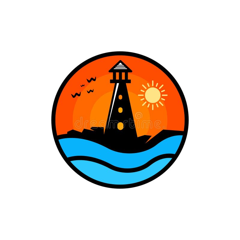 Sunset Beach Lighthouse Logo Stock Illustrations – 432 Sunset Beach ...