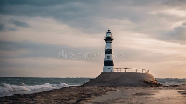 Lighthouse on the Beach Lighthouse at Big Sable Point Stock ...