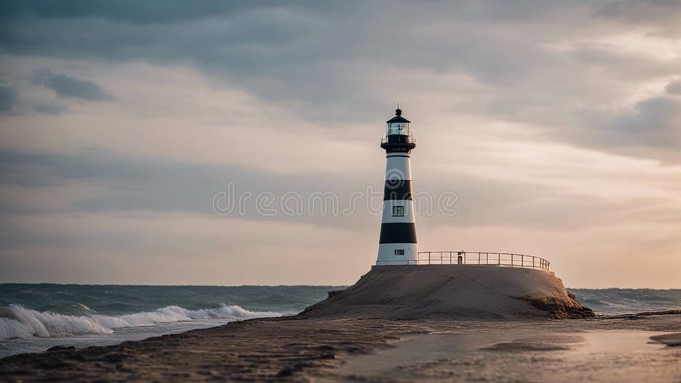 Lighthouse on the Beach Lighthouse at Big Sable Point Stock ...