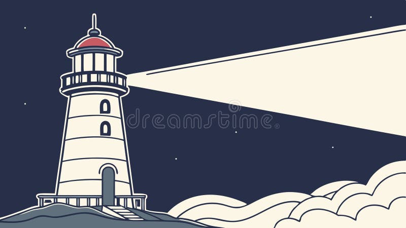 Lighthouse Beacon Night Sky Coastal Navigation, Vector Design ...