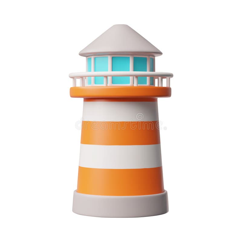 Lighthouse with Beacon, Red and White Striped Building 3D Plastic ...
