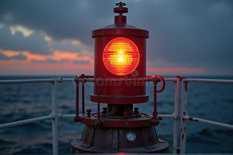 Lighthouse Beacon at Sea during Sunset Stock Image - Image of ...
