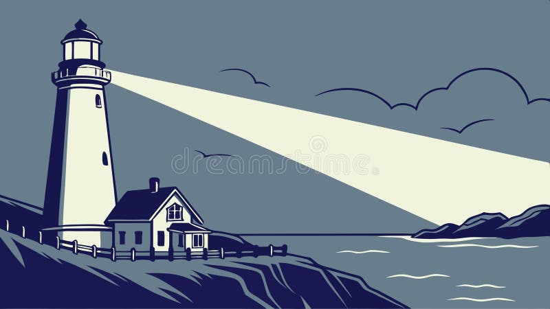 Lighthouse with Beam of Light Coastal Beacon, Maritime Signal ...