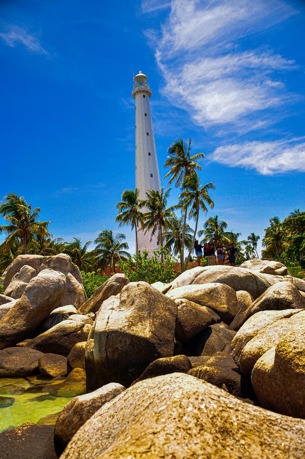 A Lighthouse of Belitung Island in Indonesia Stock Photo - Image of ...