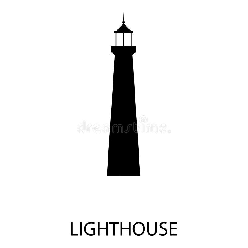 Lighthouse - Black Isolated on Stock Vector - Illustration of nautical ...