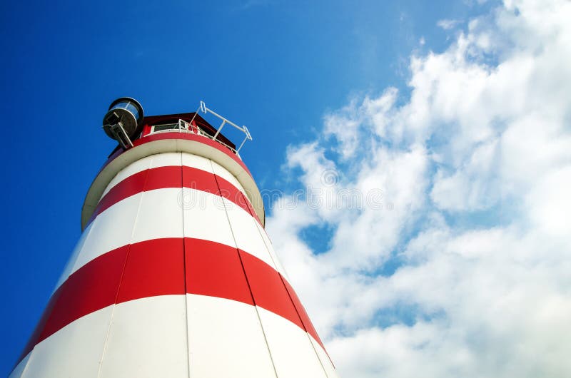 Red Lighthouse and Blue Sky Stock Image - Image of tower, steam: 110784293
