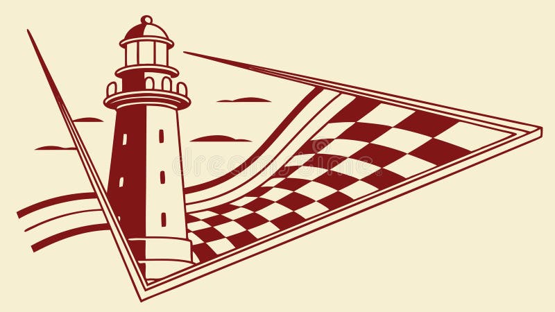 Lighthouse and Boat Flag with Checkerboard Pattern, Travel Vector ...