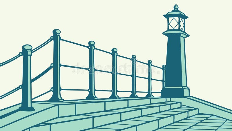 Lighthouse and Bridge with Abstract Maze Pattern, Guidance Art, Vector ...