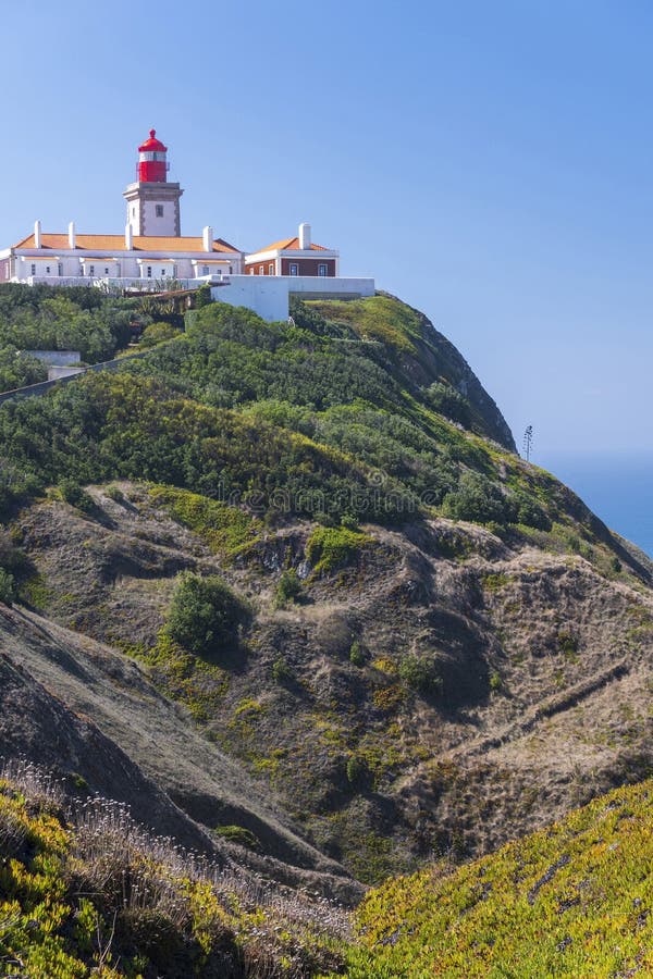 The Lighthouse Building in Cabo Da Roca, Portugal Stock Image - Image ...