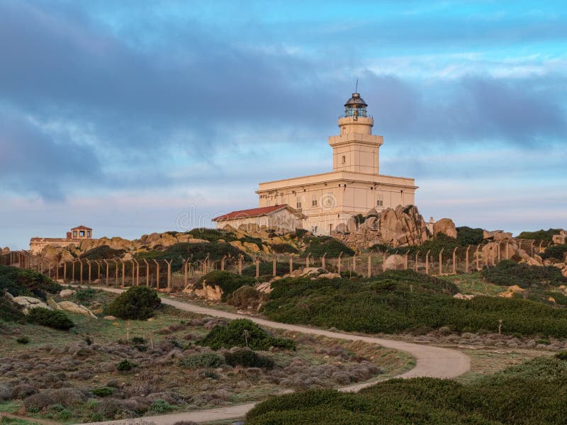 Lighthouse Building at Capo Testa in Sardinia Stock Image - Image of ...