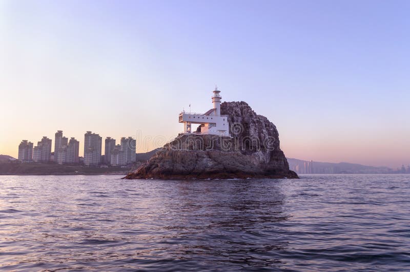 Lighthouse in Busan stock image. Image of sunset, hills - 97721753