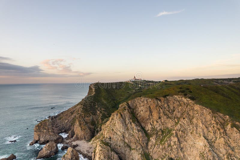 Lighthouse at Cabo da Roca stock image. Image of landmark - 241684225