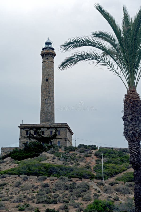 Lighthouse at Cabo De Palos Stock Photo - Image of scenic, clouds ...
