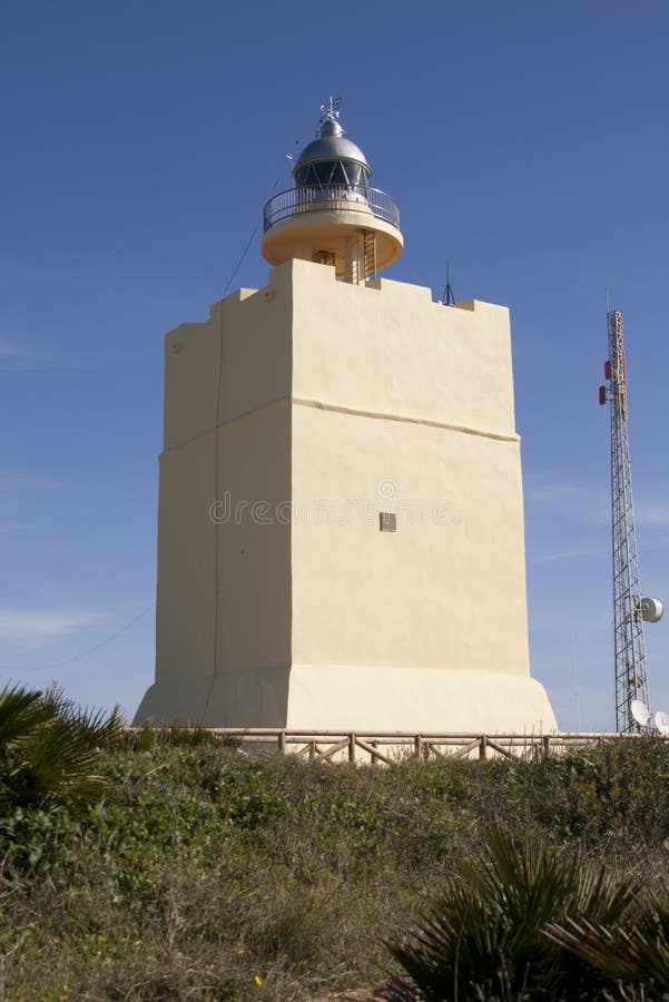 Lighthouse of Cabo Roche stock image. Image of symbol - 17592675