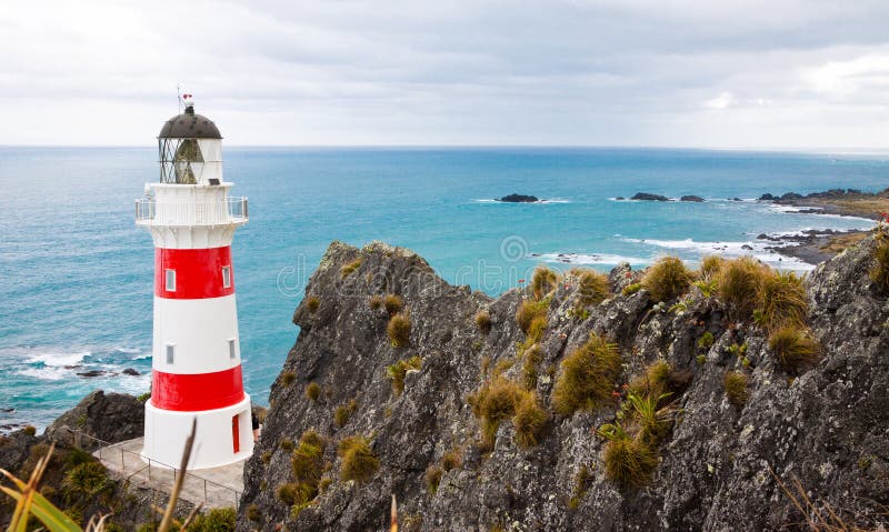 Lighthouse at Cape Palliser, New Zealand Stock Photo - Image of ...