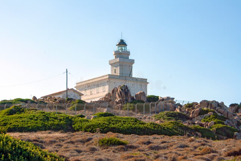 Lighthouse at Capo Testa, Sardinia Stock Image - Image of blue, gallura ...