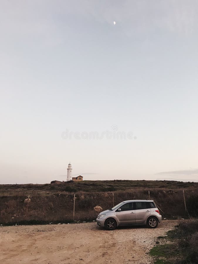 Lighthouse and a Car in Cyprus Stock Image - Image of travel, paradise ...