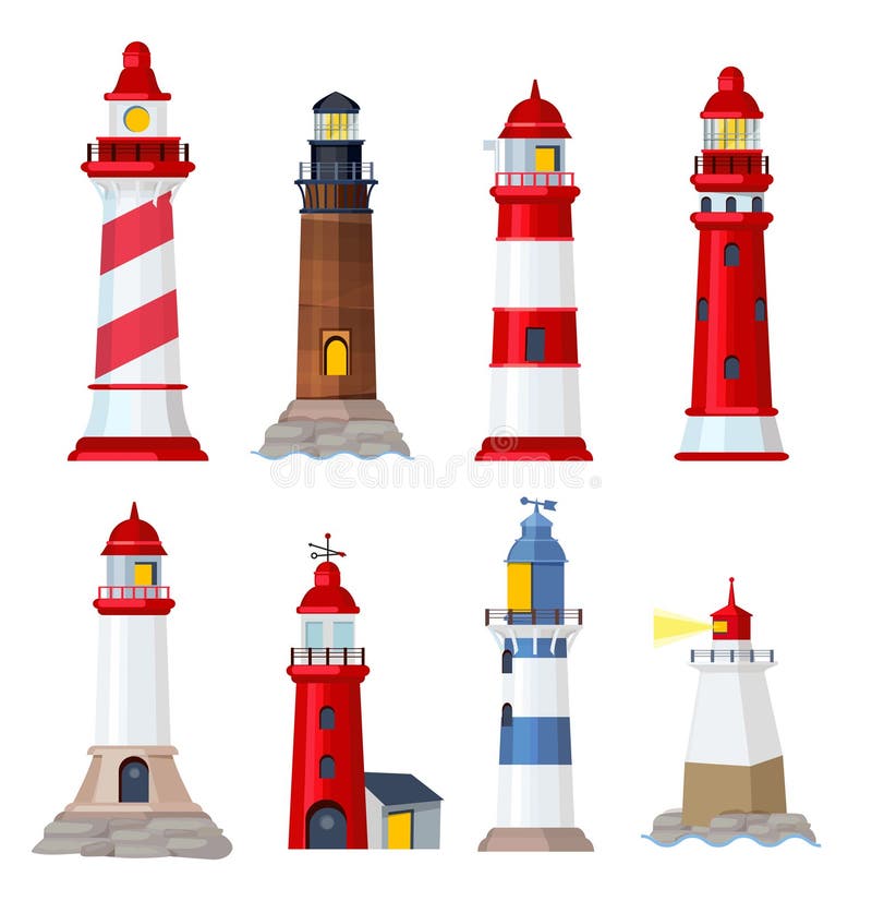 Lighthouse Cartoon. Port Security Ocean or Sea Vector Building Stock ...