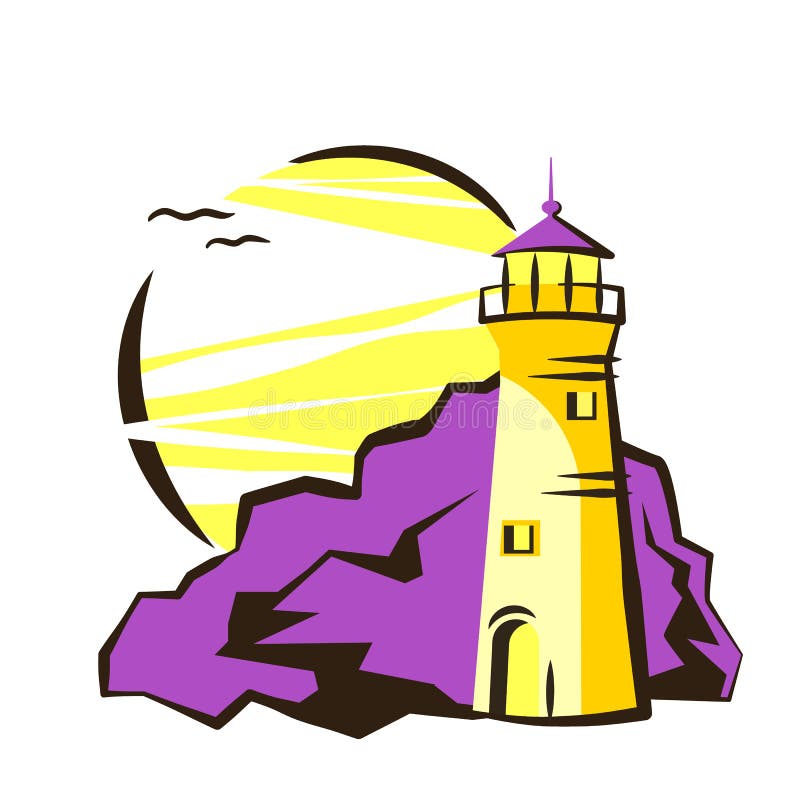 Lighthouse in Cartoon Style. Lighthouse Vector Illustration Isolated on ...