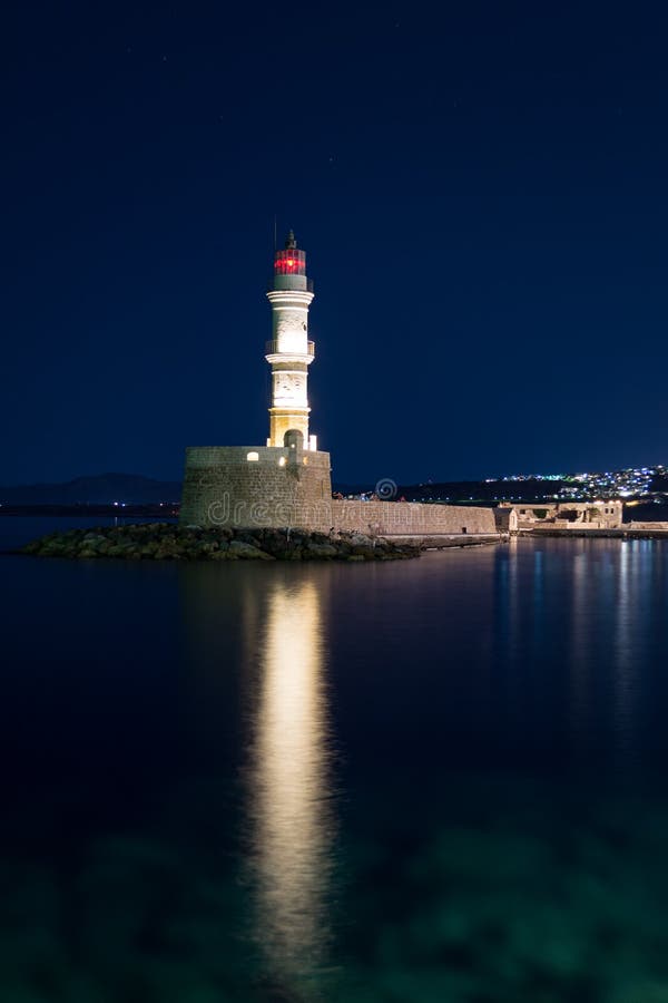Lighthouse in Chania, Crete, Greece Stock Image - Image of ocean ...