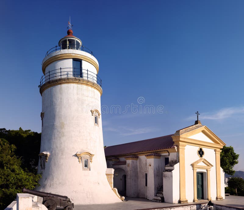Lighthouse and Chapel at Guia Fort in Macau, China Stock Photo - Image ...