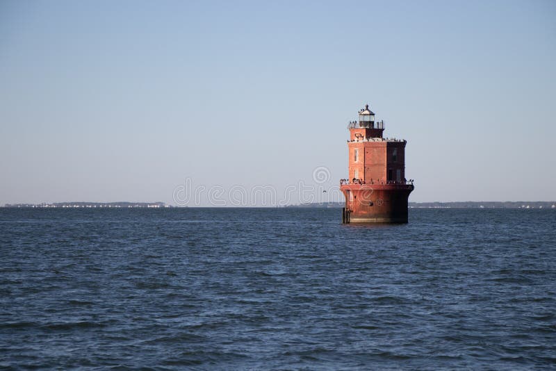 Old Weathered Lighthouse on Chesapeake Bay Stock Image - Image of ...