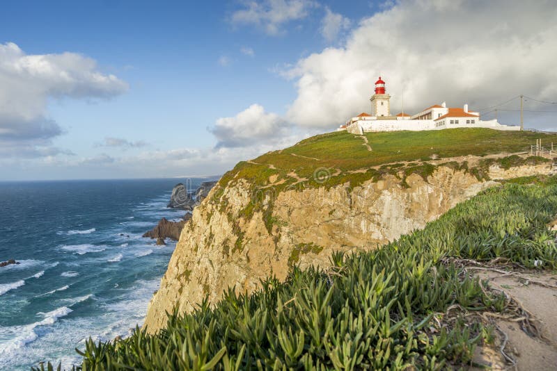 Lighthouse on the Cliffs on Cape Roca, Sintra - Cascais Natural Stock ...
