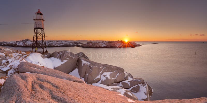 Lighthouse on the Cliffs on the Lofoten in Norway Stock Image - Image ...